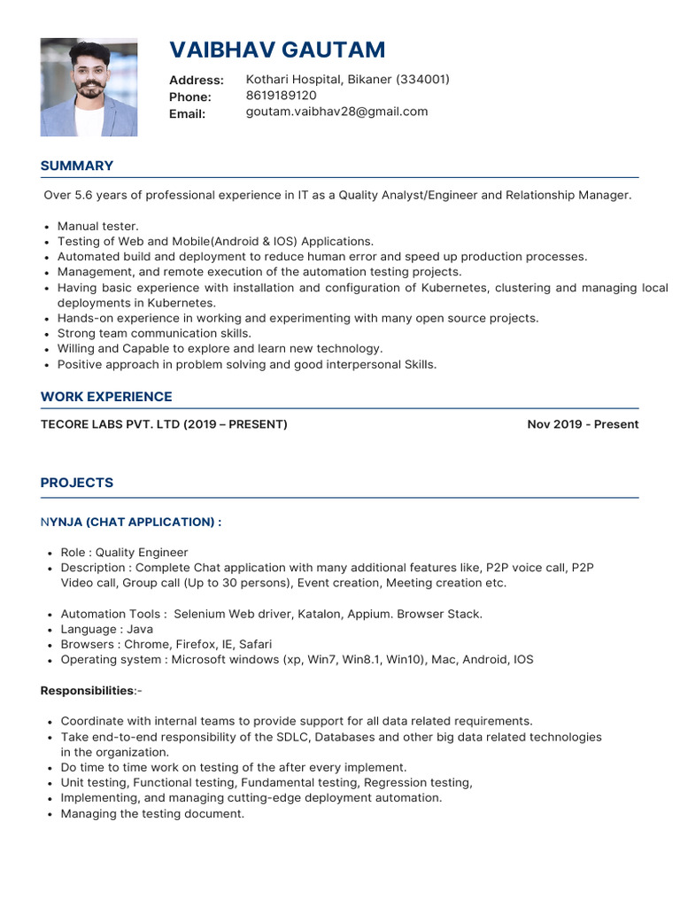 Vaibhav Gautam - CV. | PDF | Selenium (Software) | Safari (Web Browser)