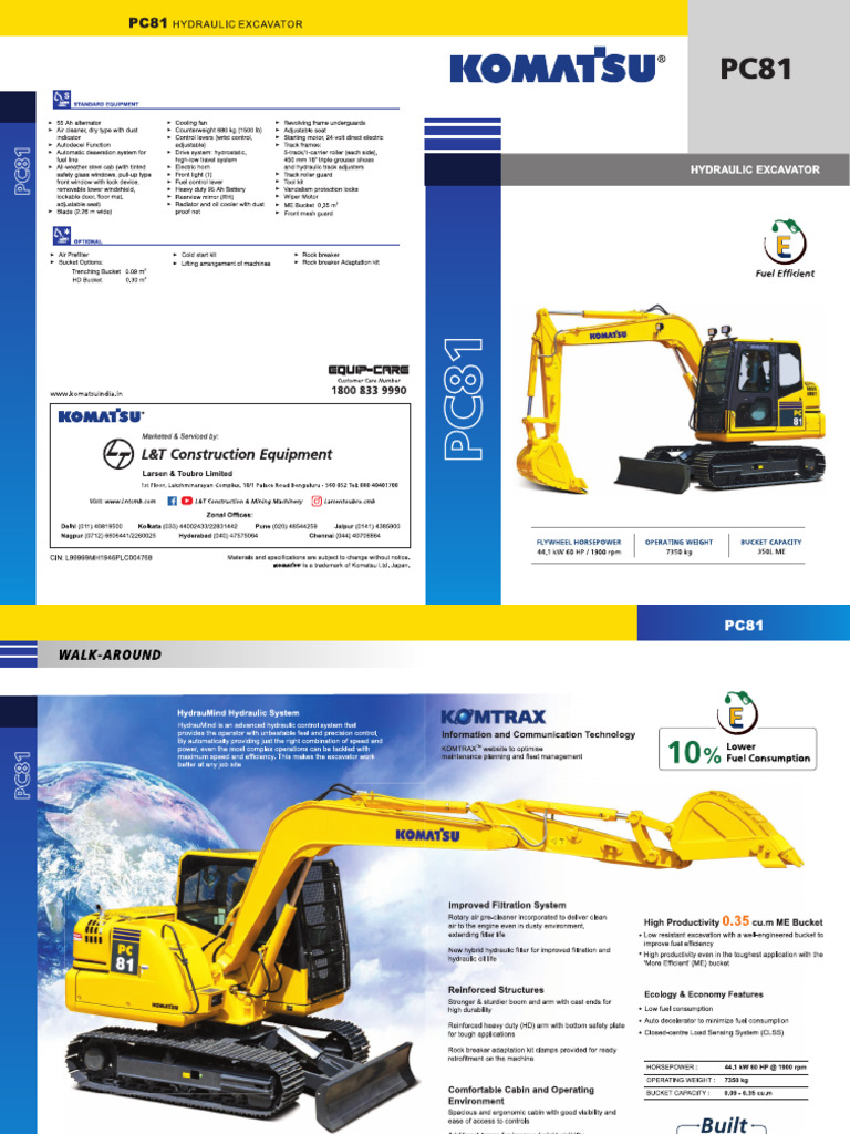 Komatsu PC81 Spec Sheet | PDF