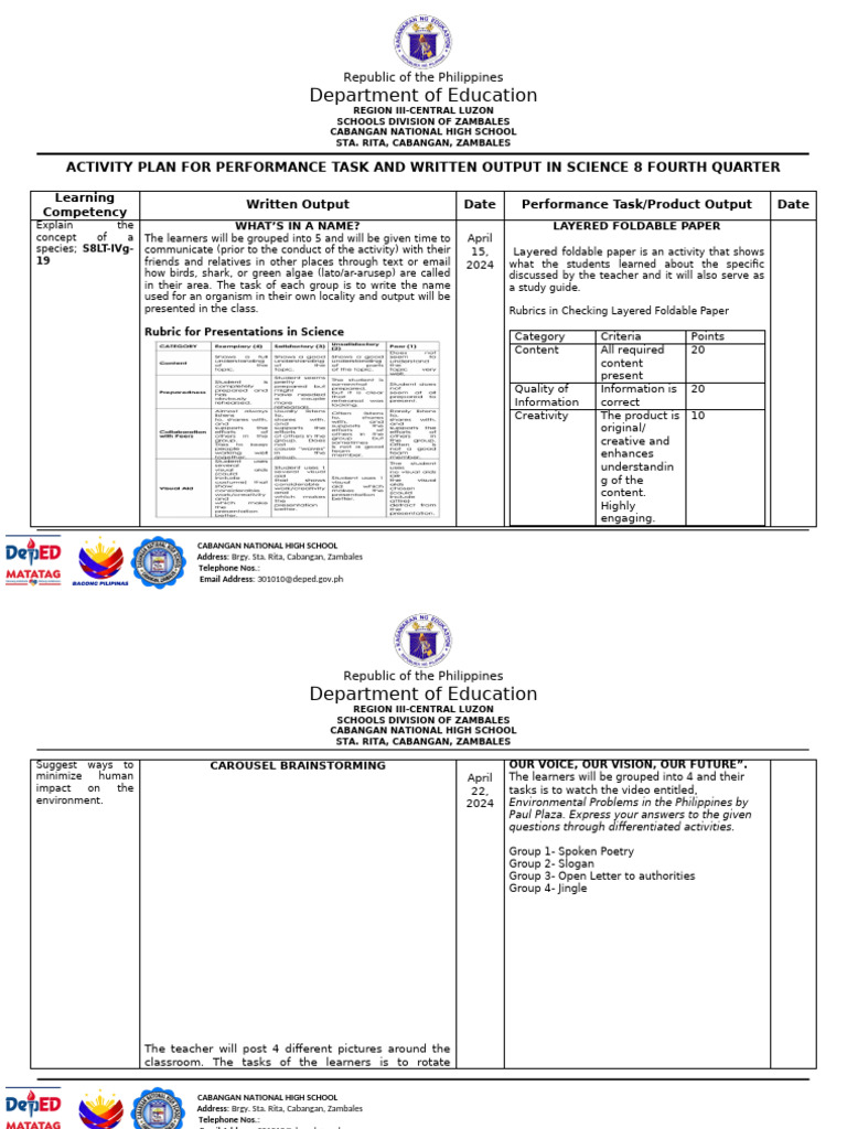 SC8 - Performance and Written Assessment Plan | PDF | Mitosis | Cognitive Science