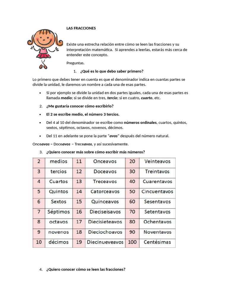 Cómo leer y escribir fracciones | PDF