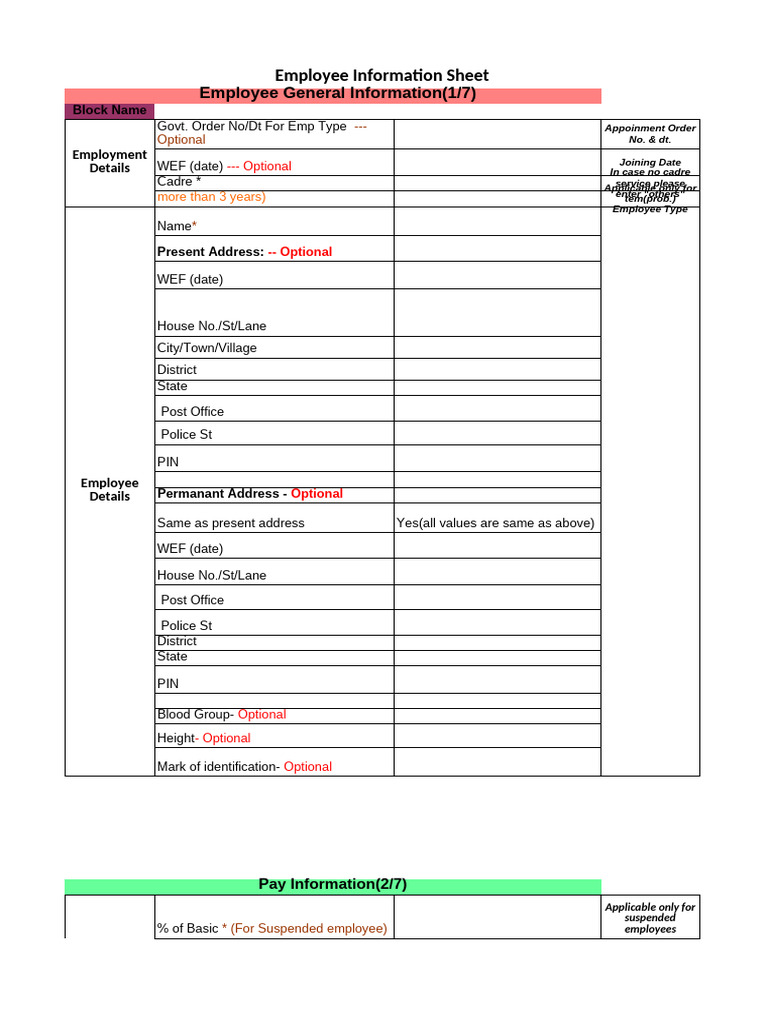 Employee Information Sheet For HRMS | PDF | Loans | Economies