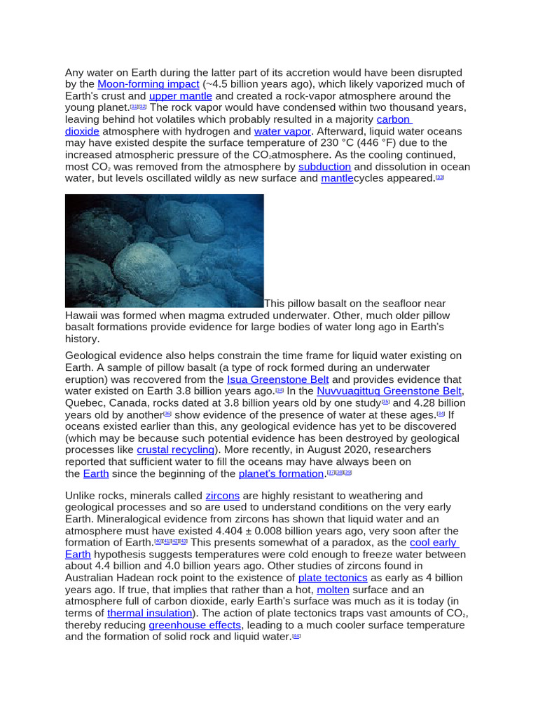Earth's Early Water Evidence and Properties | PDF | Water | Ice