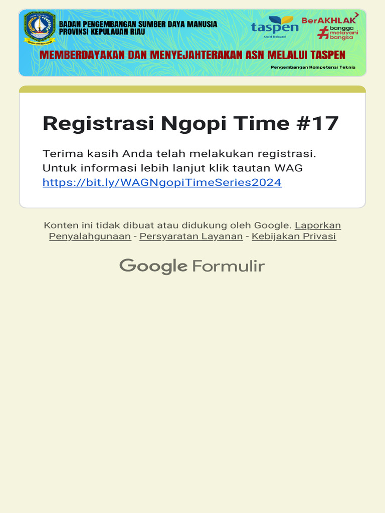 Registrasi Ngopi Time #17 | PDF
