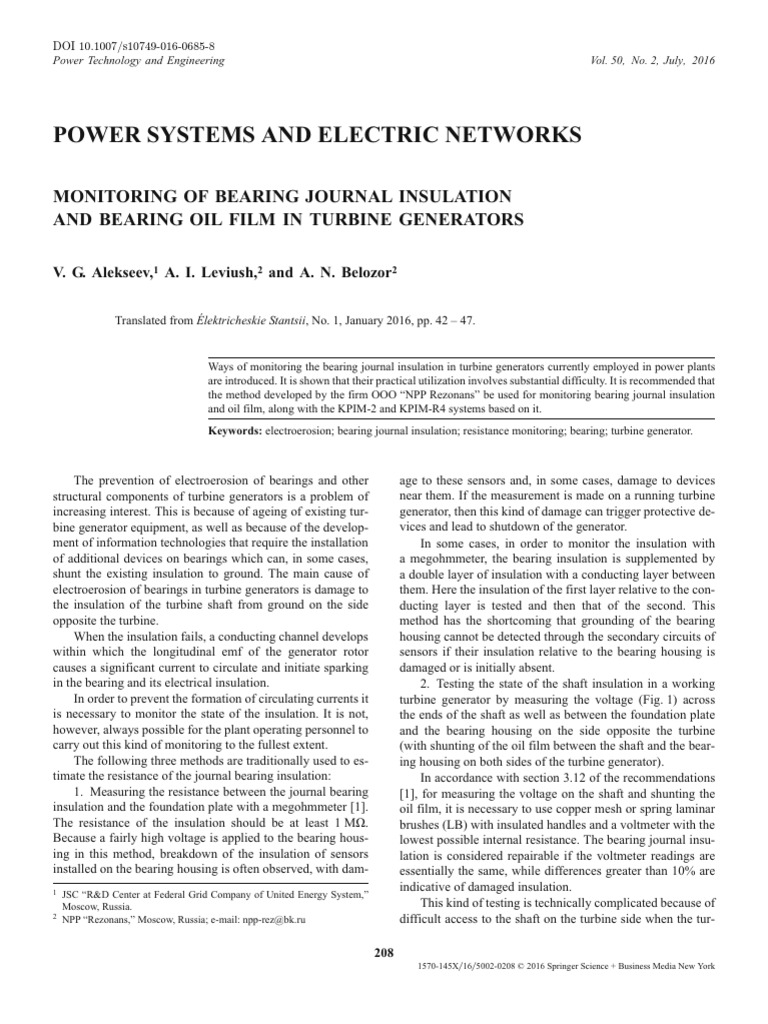 Monitoring Bearing Insulation in Turbines | PDF | Relay | Voltage