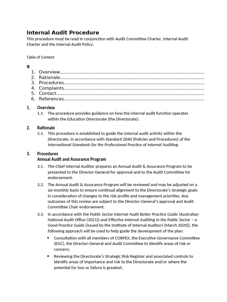 Internal Audit Procedure 29000 | PDF | Internal Audit | Audit
