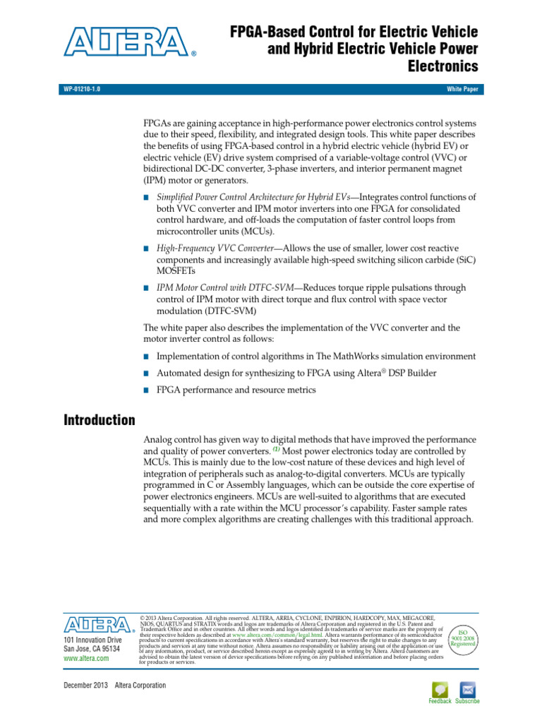 FPGA Control for Electric Vehicles | PDF | Power Electronics | Field ...
