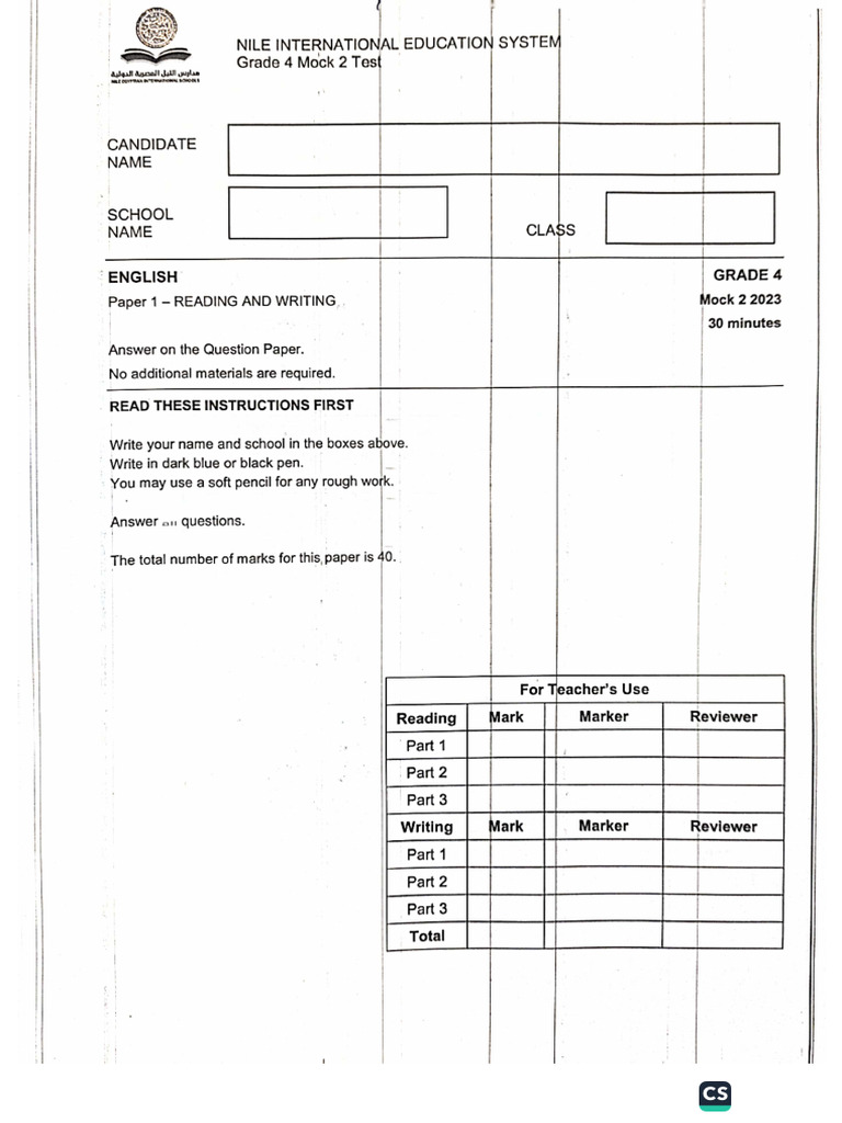 Mock 2 grade 4 | PDF
