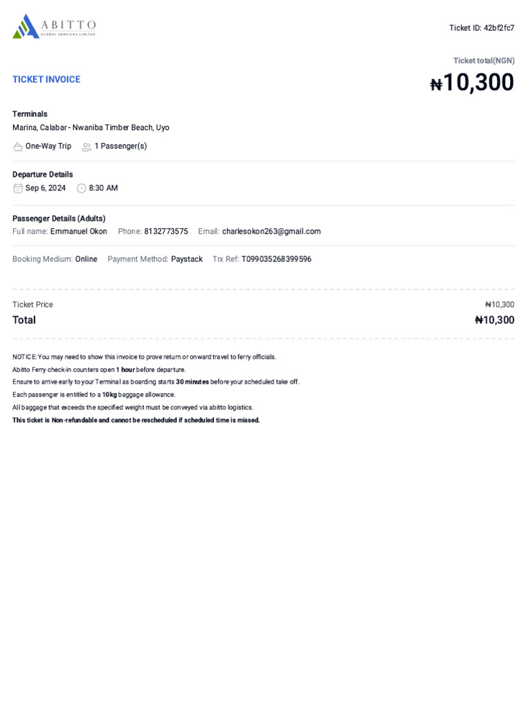 Ticket Invoice - Abitto Ticket | PDF