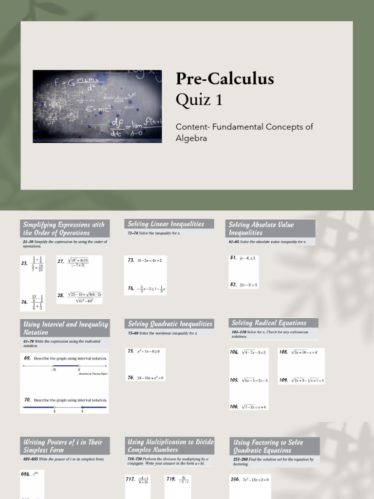 康橋 Pre-Calculus Quiz 1 | PDF