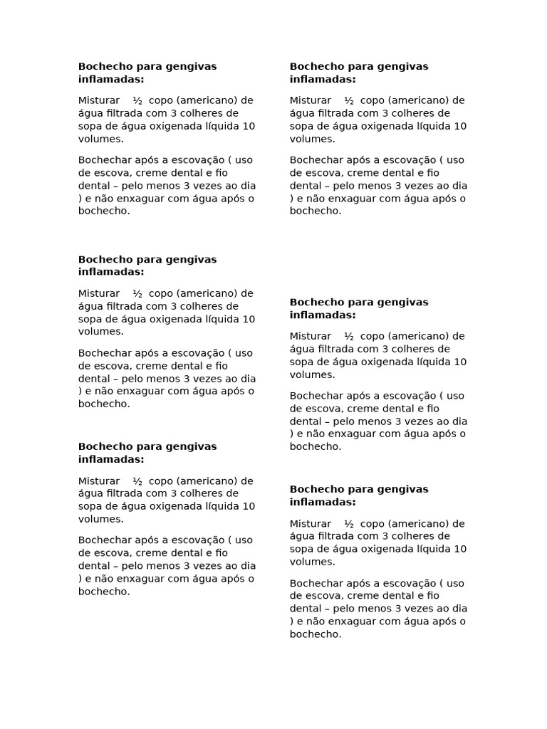 Bochecho para Gengivas Inflamadas | PDF