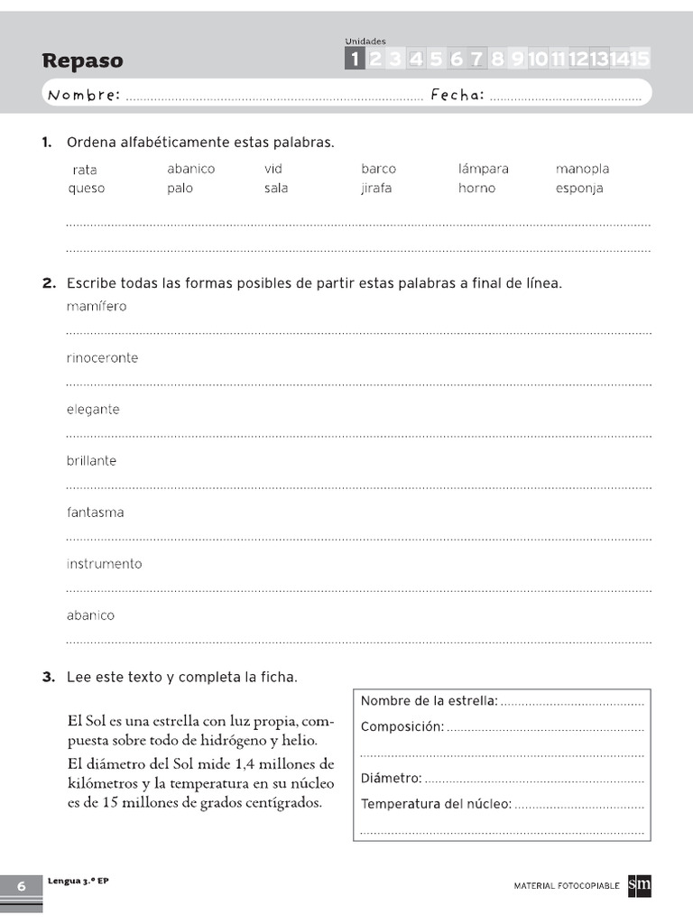 Repaso Lengua 3 | PDF
