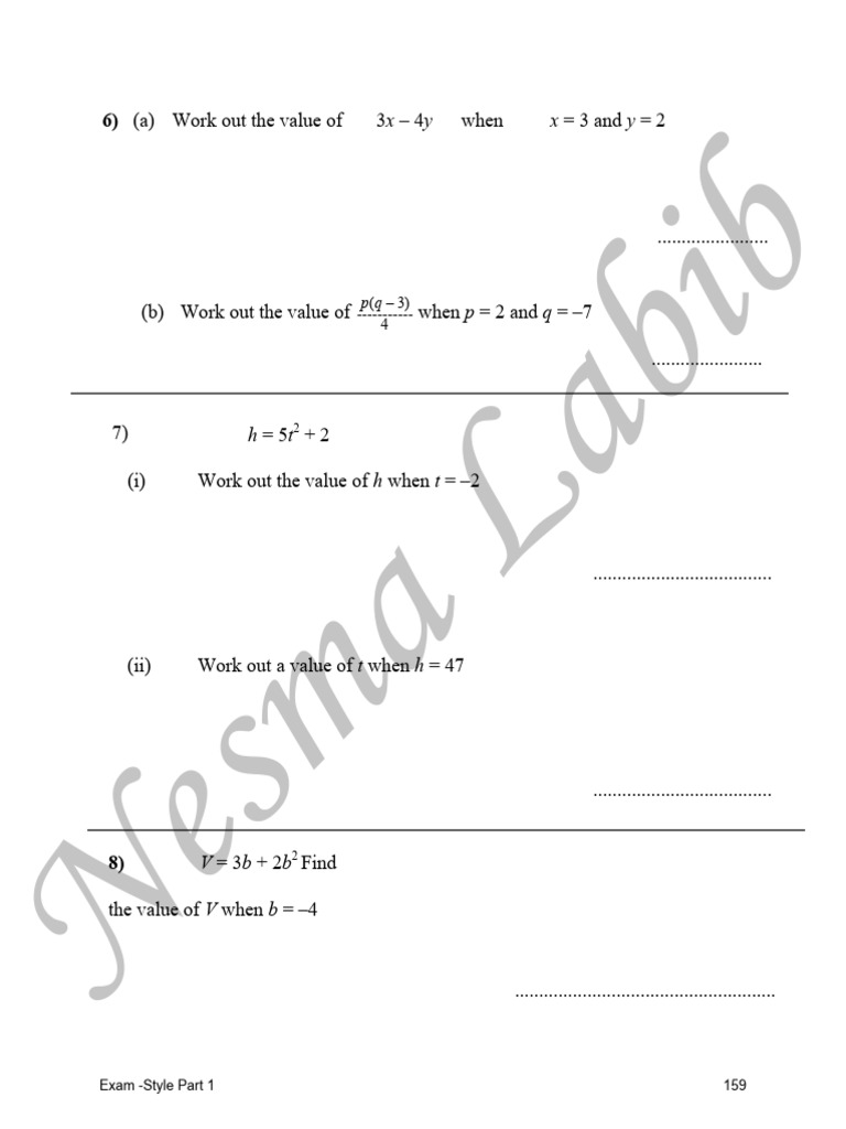 10-11 Substitution and Subject of Formula | PDF | Mathematics