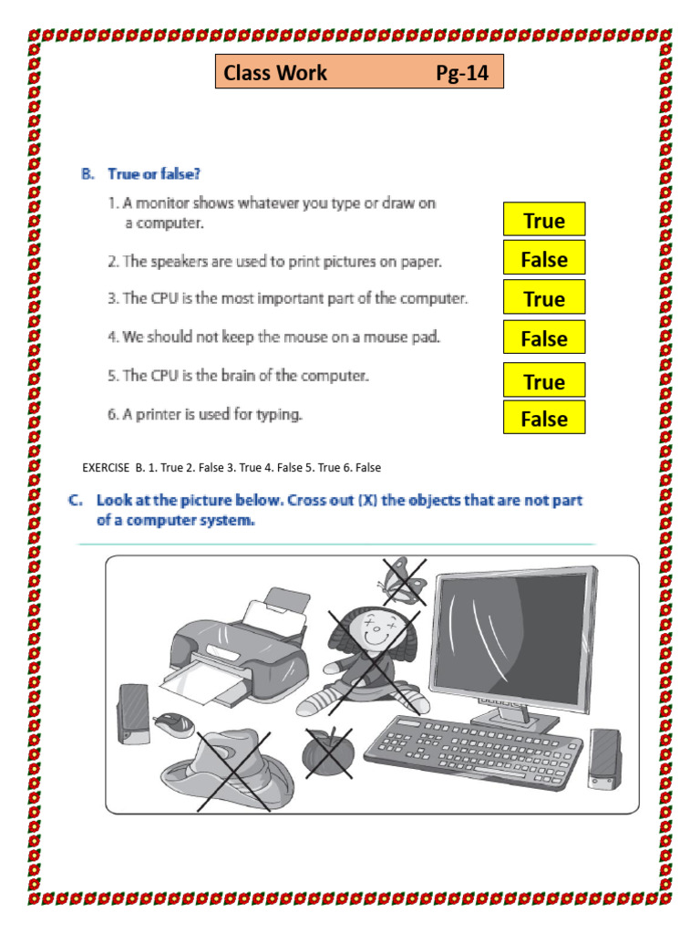 G-1 Ch-2 Parts of A Computer Pg-14 (Class Work) For Week-7 | PDF