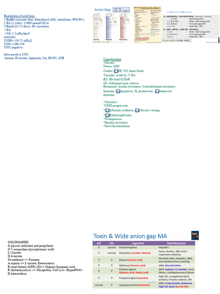 Wide Gap Acidosis Summary | PDF | Medical Specialties | Clinical Medicine