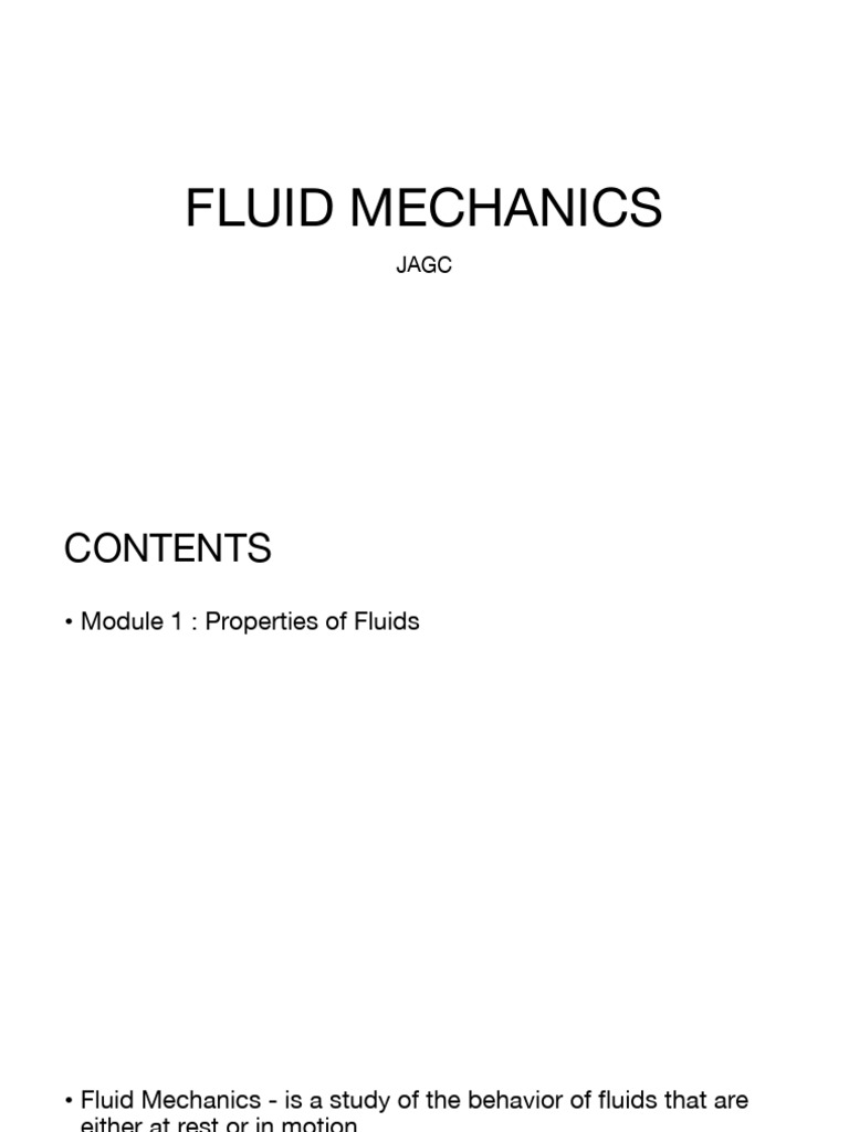 Module 1 Properties of Fluids | PDF | Viscosity | Liquids