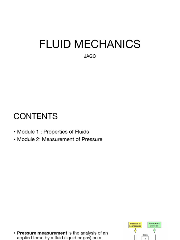 Fluid Mechanics: Pressure Measurement Guide | PDF | Pressure | Pressure Measurement