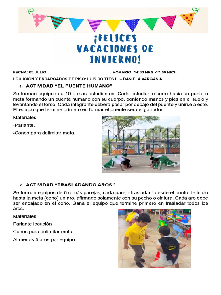 Actividades Vacaciones de Invierno | PDF | Artes del Lenguaje y ...