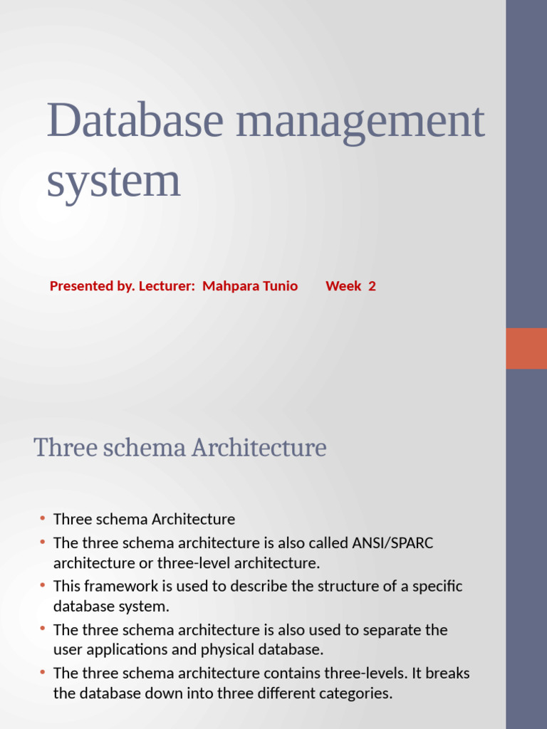 Three Schema Architecture Lecture 2-1 | PDF | Computers | Technology ...