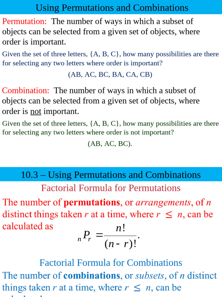 Permutations and Combinations | PDF | Permutation | Combinatorics