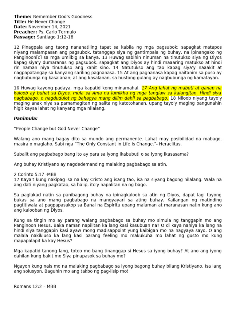 He Never Change | PDF