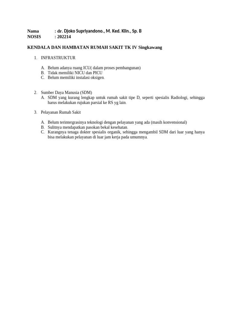 Hambatan Dan Kendala RST A | PDF