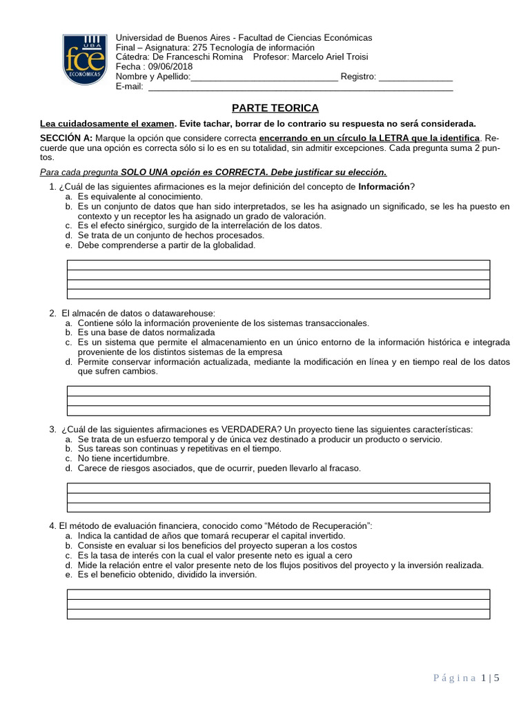 Examen 201806 | PDF | Almacén de datos | Software