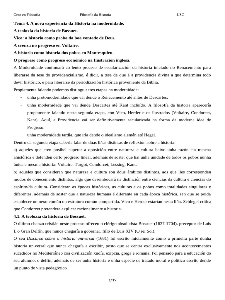 Tema 5. A Nova Experiencia Da Historia Na Modernidade | PDF