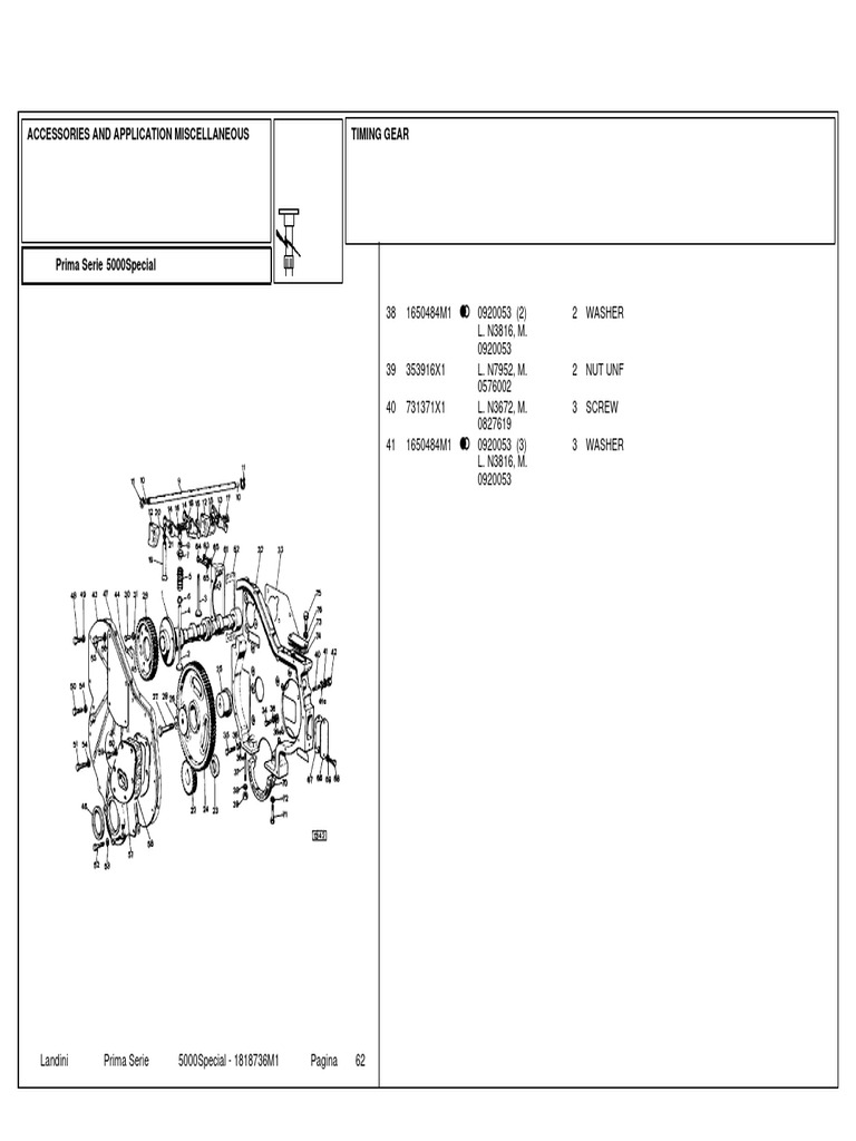 Landini 5000 Special Parts Catalog | PDF | Screw | Washer (Hardware)