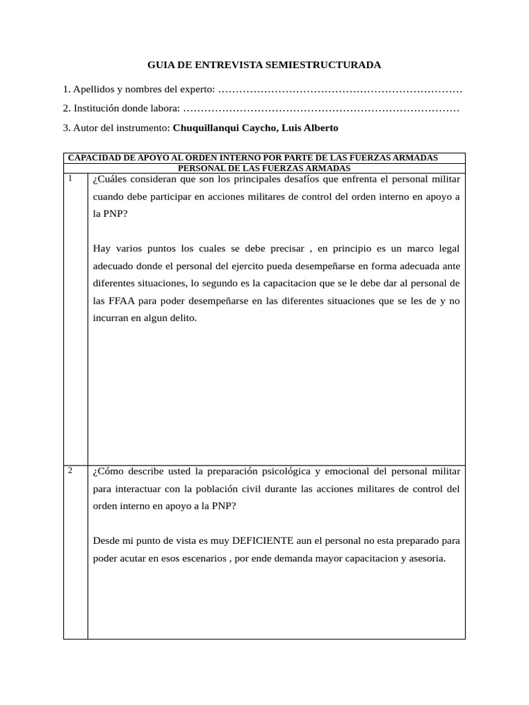 Guia de Entrevista Semiestructurada | PDF | Estado de emergencia | Militar