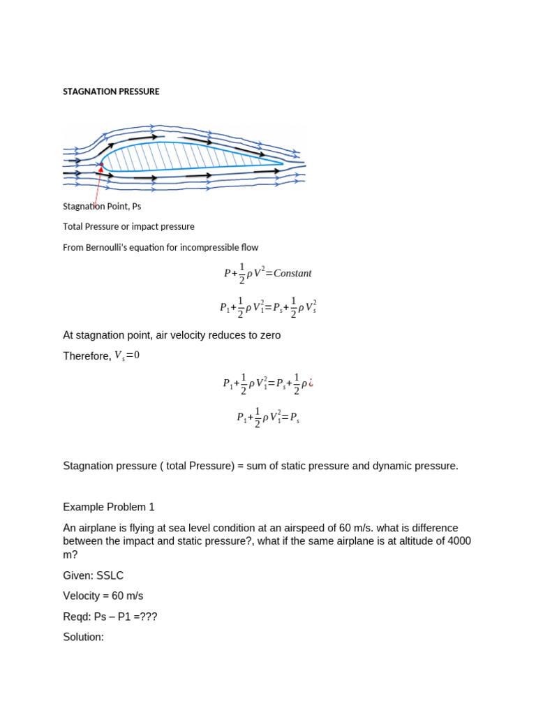 Stagnation Pressure in Aerodynamics | PDF | Pressure | Chemical Engineering
