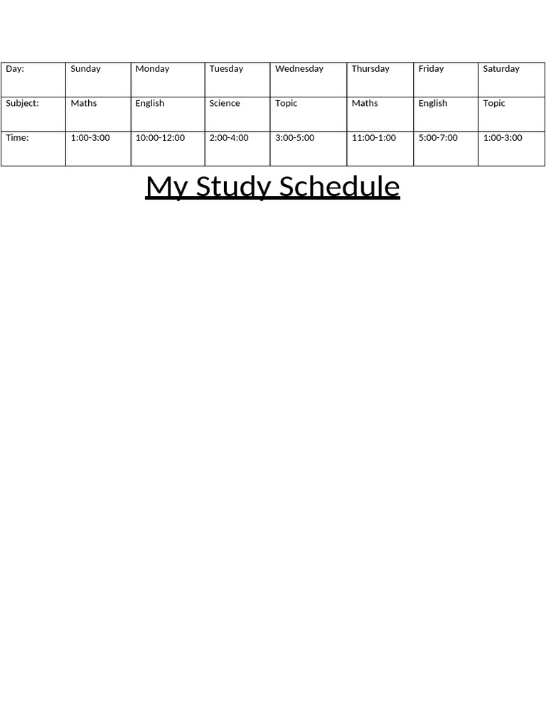 My Study Schedule | PDF