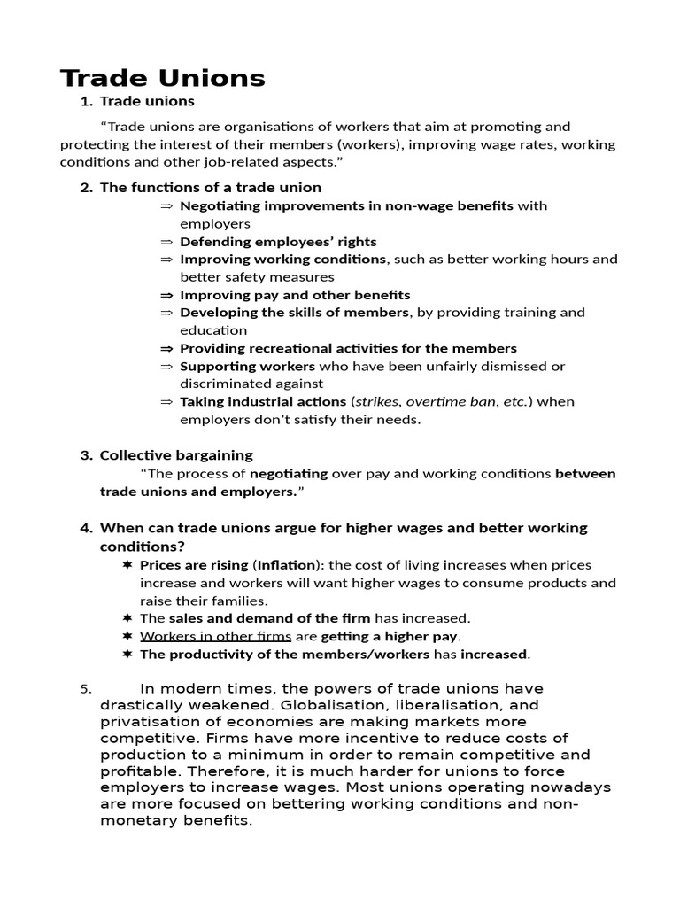 Understanding Trade Unions and Their Impact | PDF | Cost Of Living ...