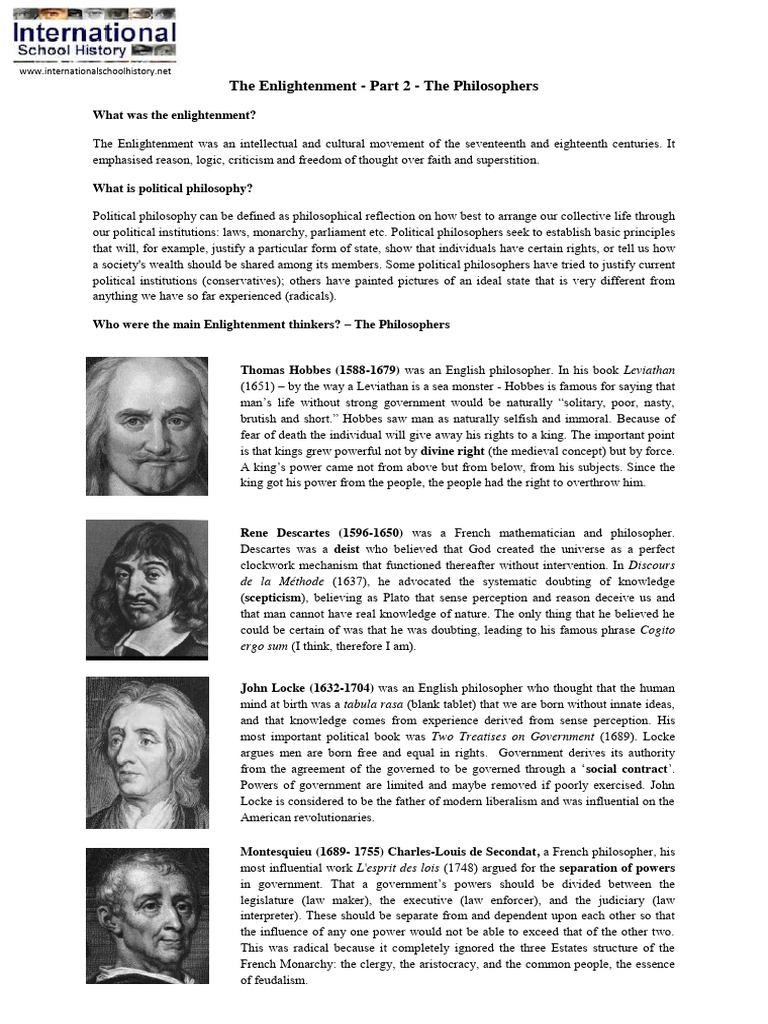 The Philosophers of The Enlightenment | PDF | Age Of Enlightenment ...