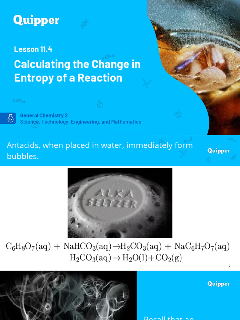 Calculating The Change in Entropy of A Reaction | PDF | Chemical ...