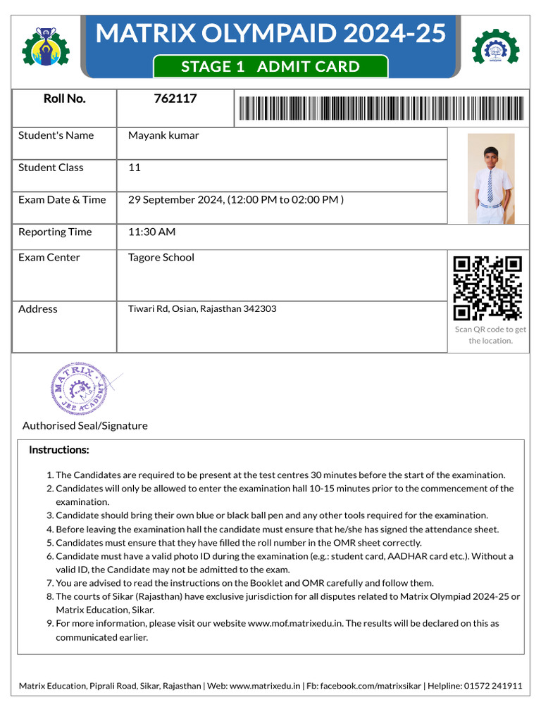 Matrix Olympiad Mayank | PDF