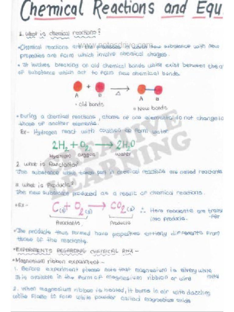 Chemical Reaction Notes | PDF