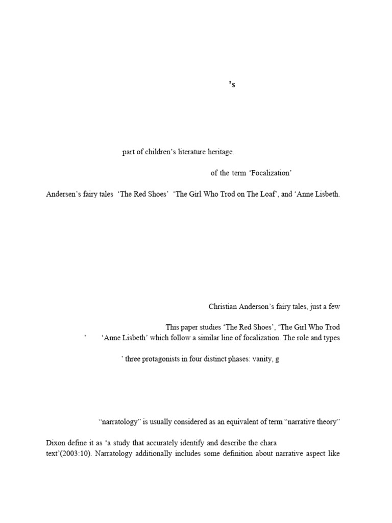 Focalization in Selected Fairy Tales by Hans Christian Anderson | PDF ...