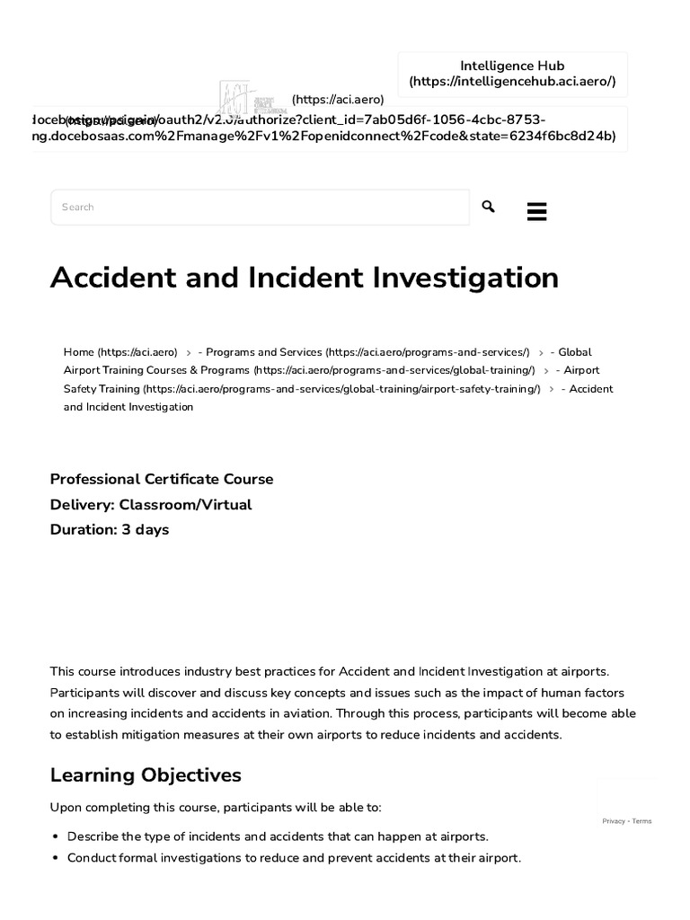 Airport Accident Investigation Course | PDF | Airport | Transport