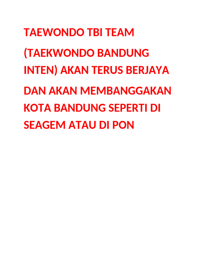 Taewondo Tbi Team | PDF