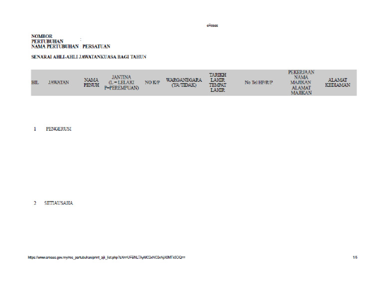 Sample - Eroses List of Office Bearers | PDF