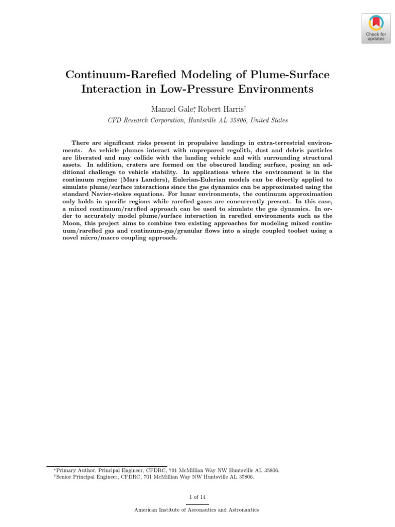 2021 Continuum Rarefied Modeling of Plume Surface Interaction in Low ...
