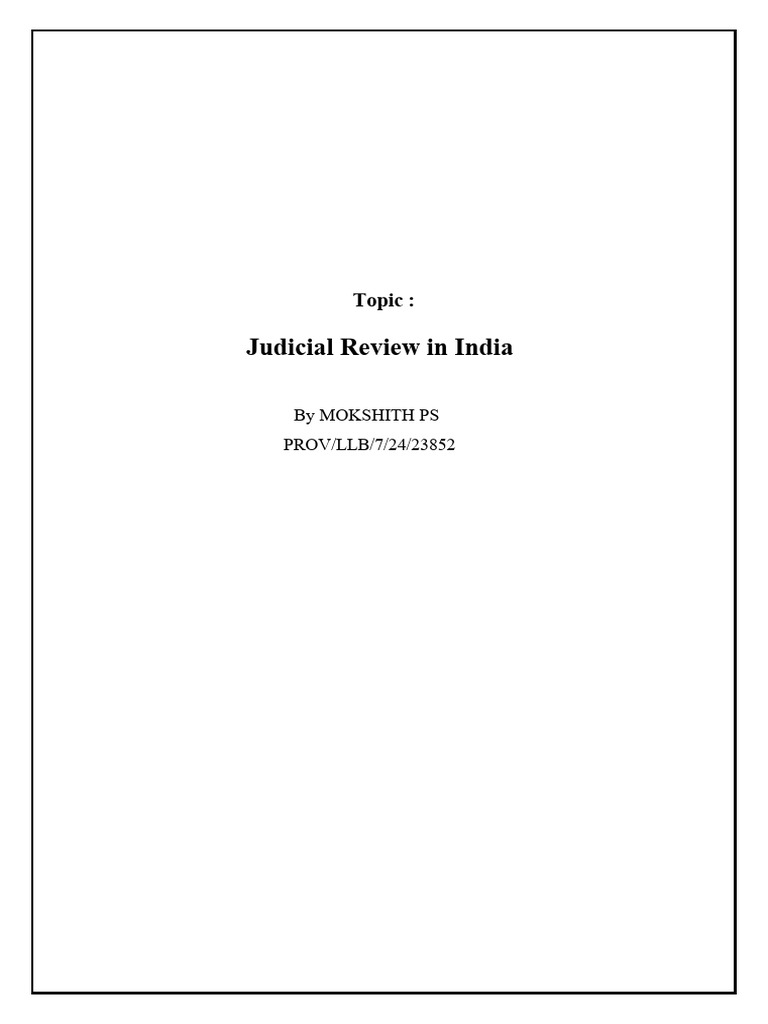 Judicial Review in India | PDF | Judicial Review | Political Science