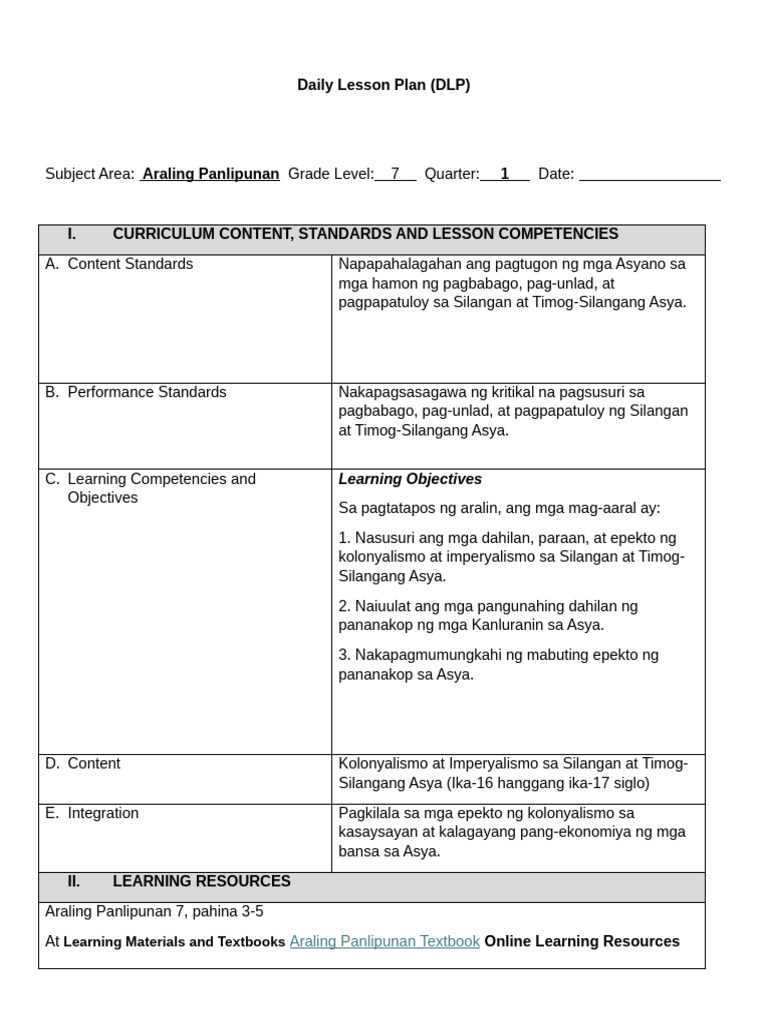 Matatag Curriculum Ap7 | PDF