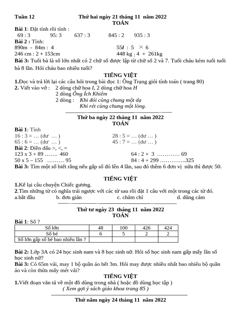 Bai Tap Cuoi Tuan 12 | PDF