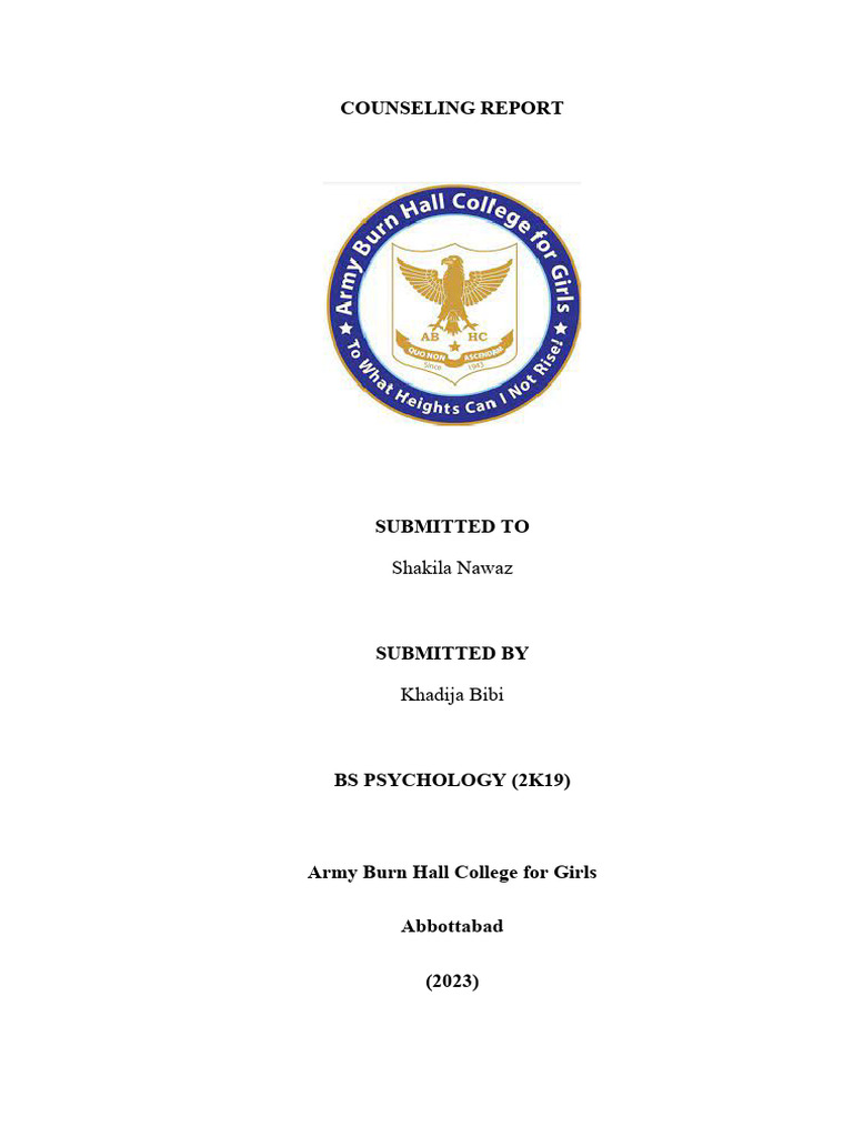 Counselling Report (Final) | PDF | Psychotherapy | Dialectical Behavior ...