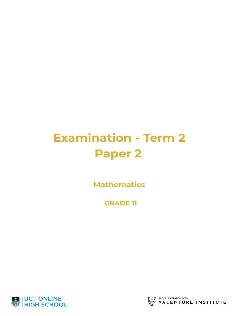 G11 - Mathematics - 2022 Exam - Paper 2 - Question Paper | PDF | Angle ...