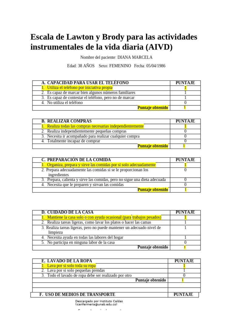 Escala de Lawton y B 479173 Downloadable 6957941 | PDF