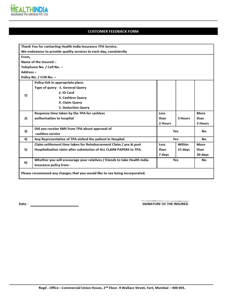 3) Feedback Form | PDF
