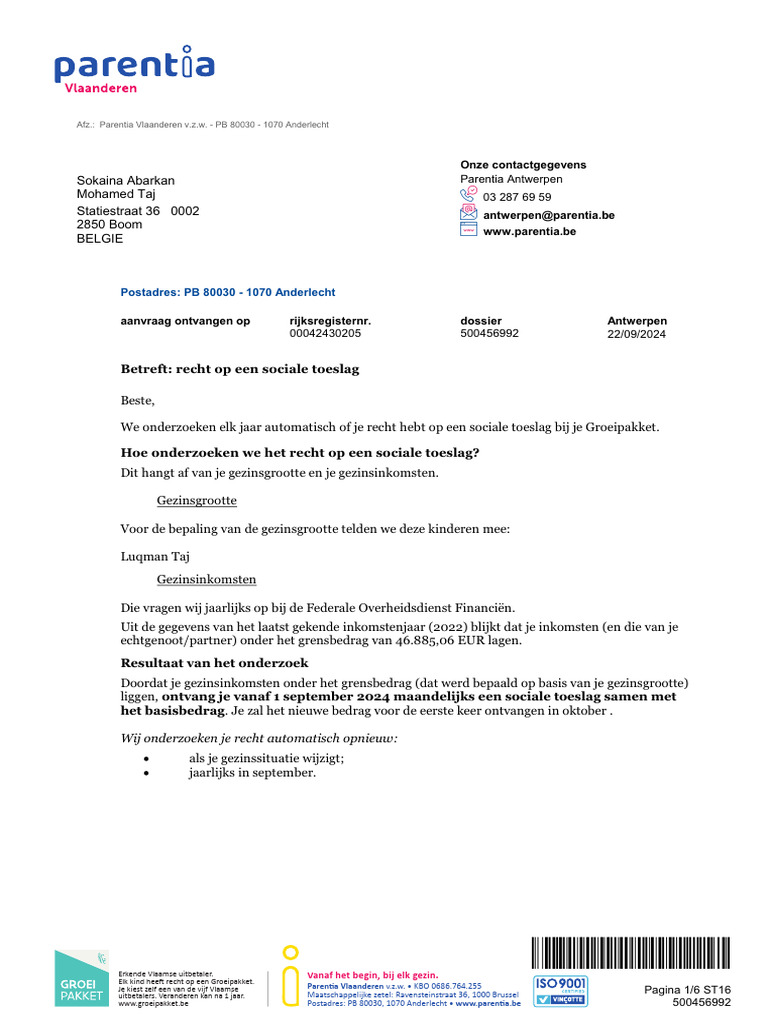 ST16 - Sociale Toeslag | PDF