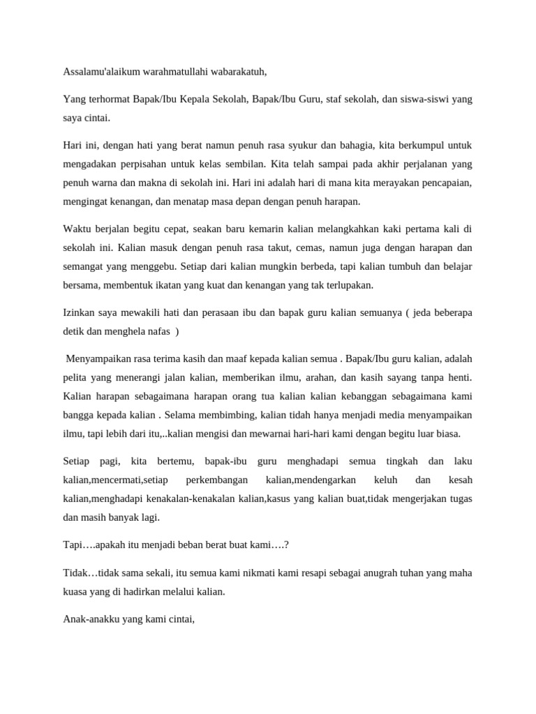 Perpisahan Kelas 9: Kenangan dan Harapan | PDF